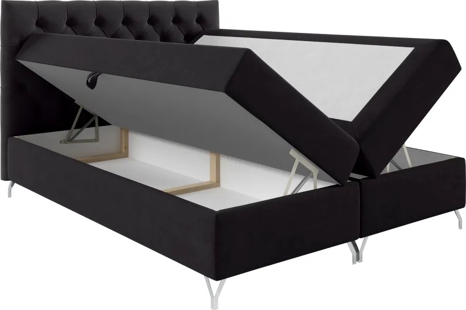 Boxspringová postel, 200x200, černá látka Velvet, GULIETTE + dárek