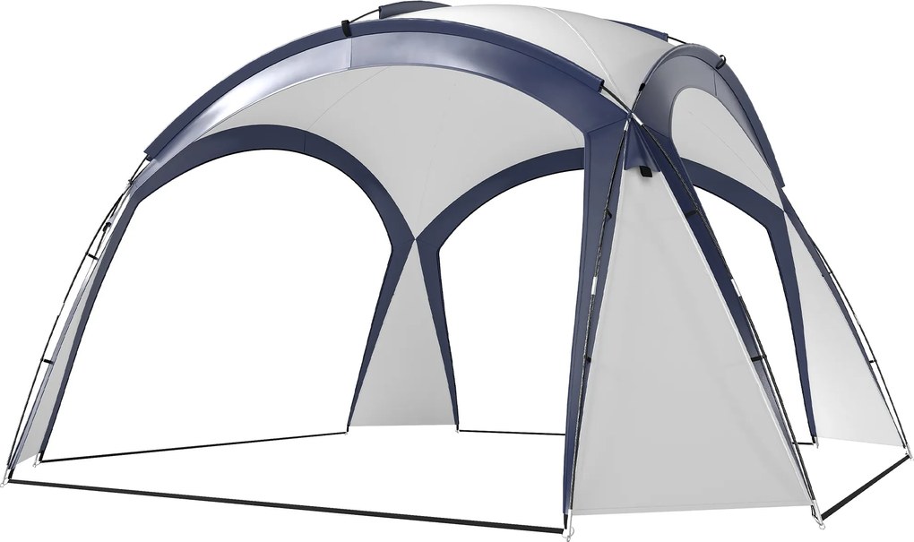 Outsunny Pavilon pro akce 3,5 x 3,5 m s háčkovými dveřmi, ochrana proti dešti s pevnými ocelovými sloupky, zahradní pavilon s UV ochranou, sluneční st