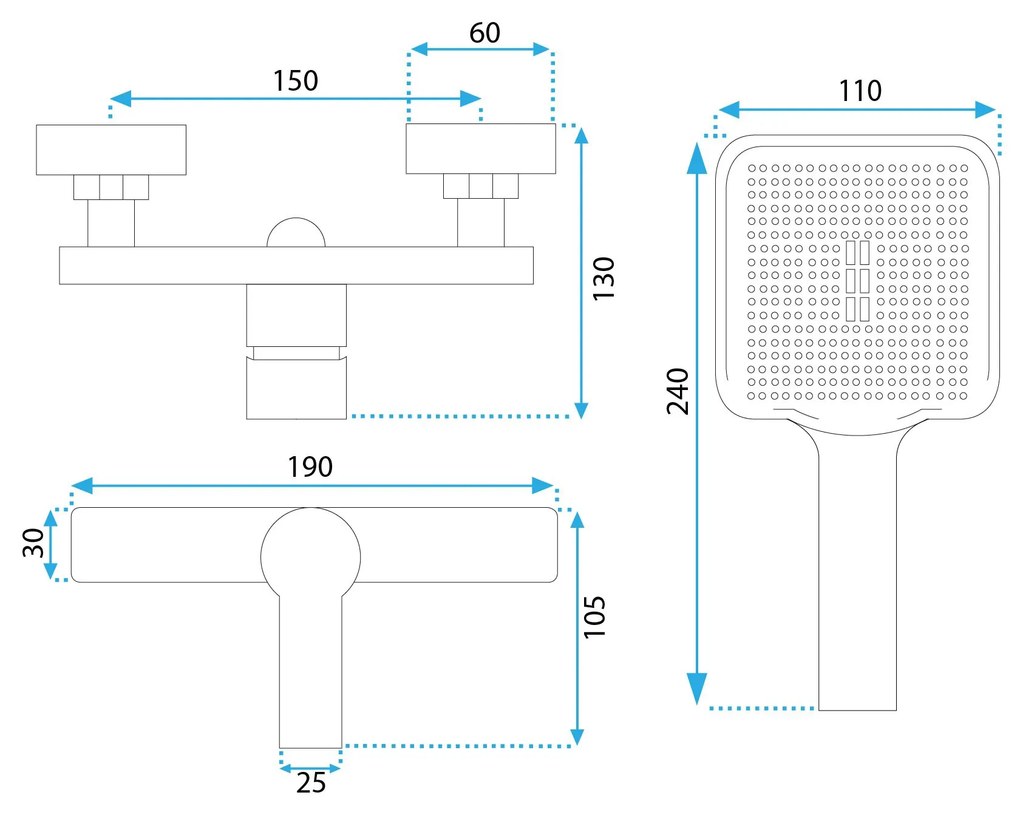 Nástěnná sprchová baterie REA ARGUS, zlatá