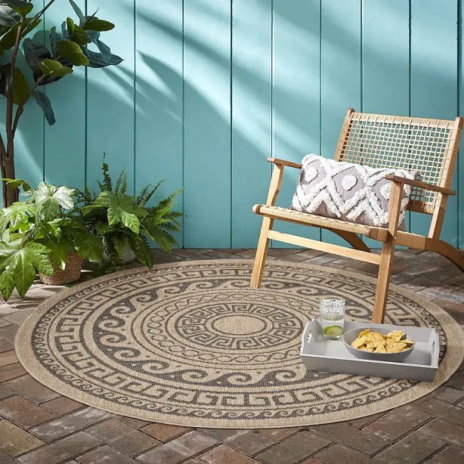 Šňůrkový koberec Comilla ornament béž-antracit, kruh