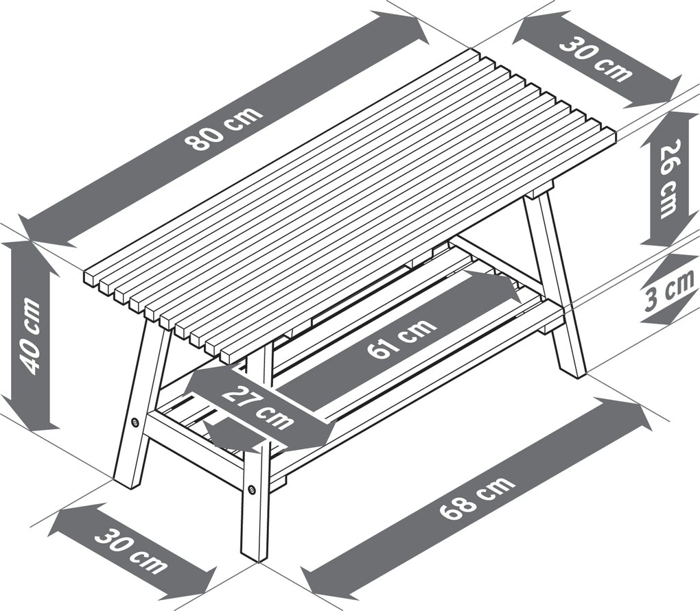 Tchibo - Bambusová lavice »Holt« s lamelovými prvky - barva: hnědá