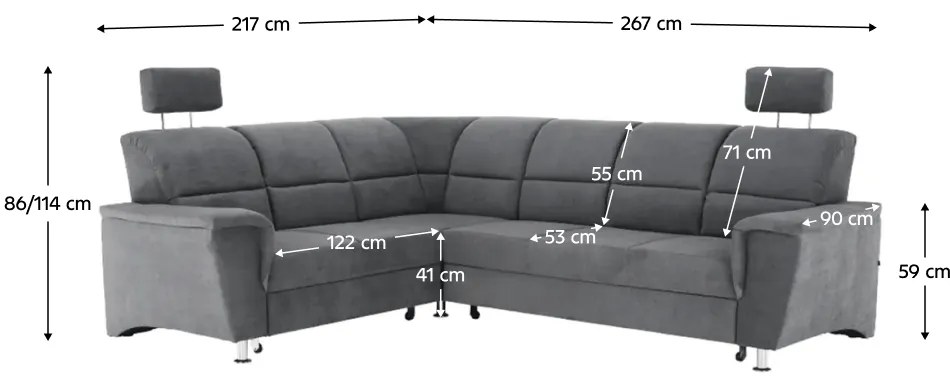 Kondela Rozkládací sedací souprava, šedá látka, ľavá, SANTIAGO