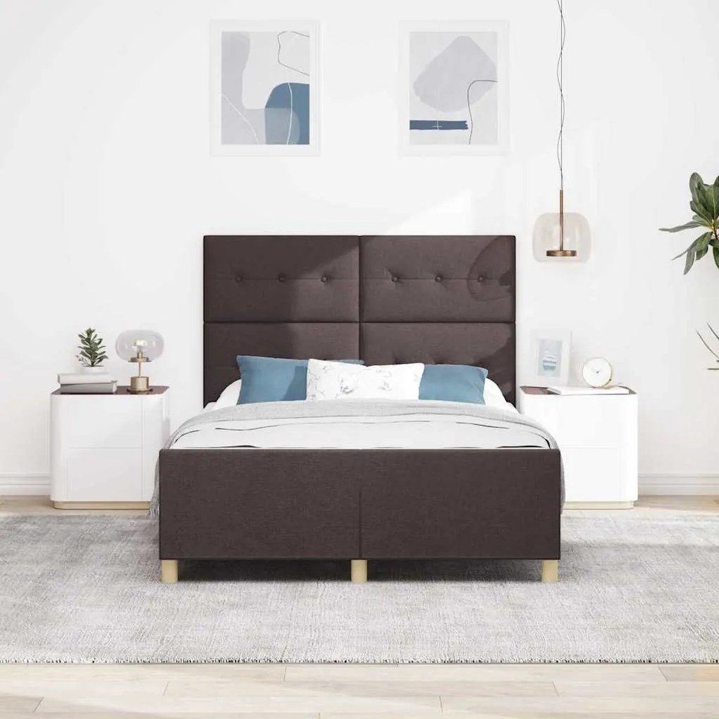 Rám postele s čelo Tmavě hnědá 140 x 200 cm textil 3344735