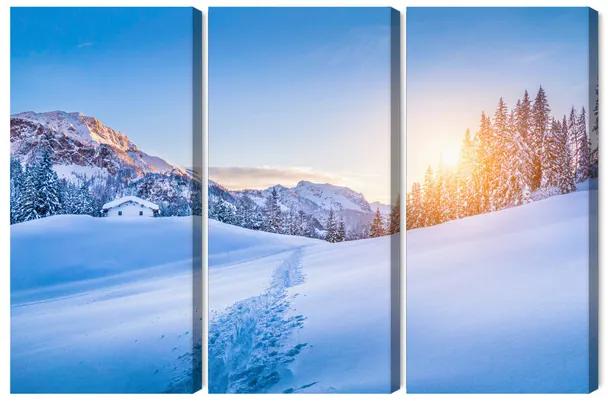 Vícedílný obraz Alpy V Zimním Období 3D Nedostatek Nedostatek Plátno Canvas 180x120