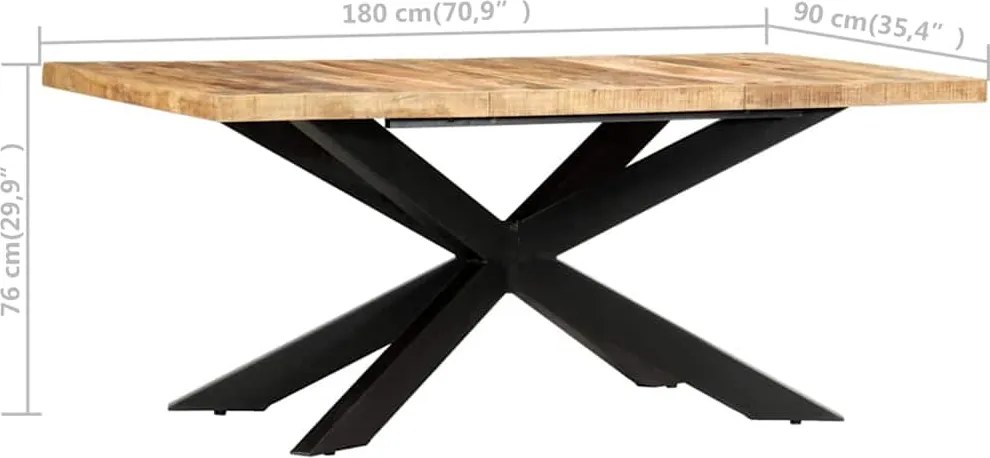 Jídelní stůl 180 x 90 x 76 cm masivní hrubé mangovníkové dřevo 285963