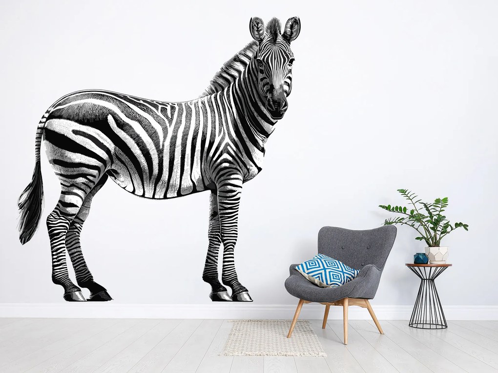 Zebra textilní přelepitelná samolepka na zeď arch 44 x 45 cm