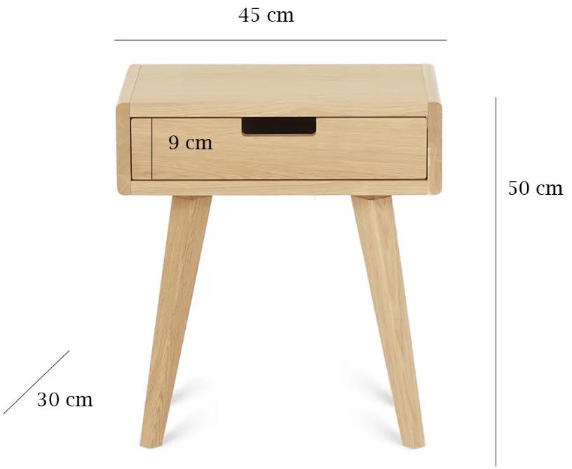 Benlemi Zaoblený noční stolek ze dřeva LUNA FLO přírodní Zvolte kvalitu dřeva: 1. Dubový masiv třídy A