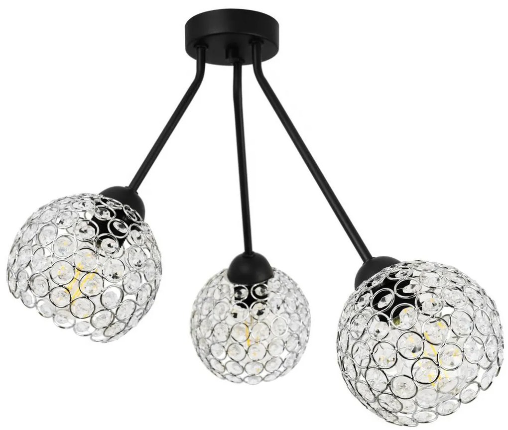 Stropní svítidlo Crystal Trio, 3x stříbrné křišťálové stínítko