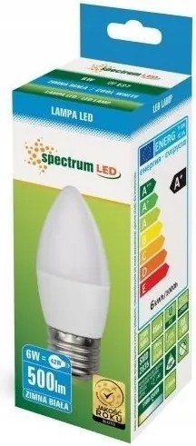 LED žárovka svíčka E-27 230V 6W studená bílá