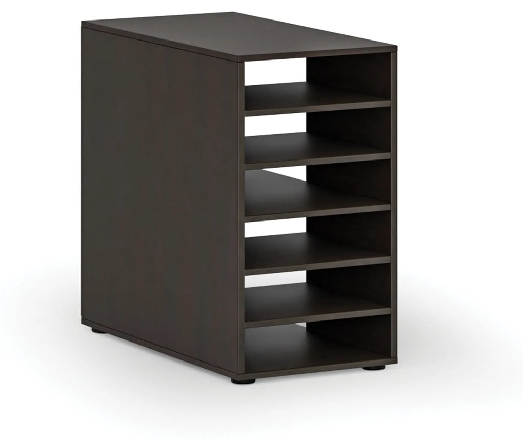 Přístavná policová skříňka k pracovnímu stolu PRIMO WOOD, pravá, wenge