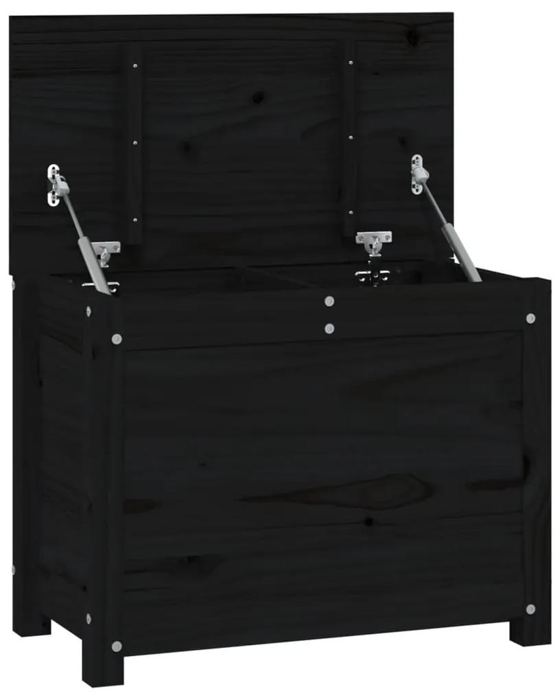 Úložný box černý 60x32x45,5 cm masivní borové dřevo - Default Title