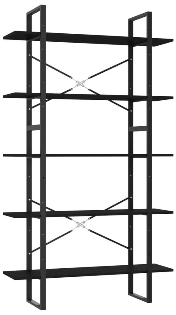 3081999 vidaXL Knihovna s 5 policemi černá 100 x 30 x 175 cm kompozitní dřevo