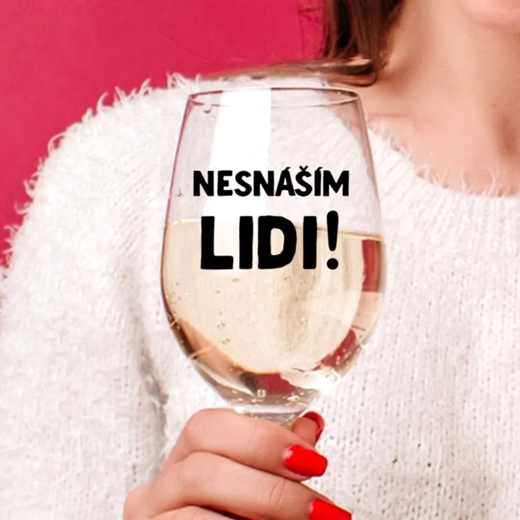 Ahome CZ Čirá sklenice na víno 450ml - Nesnáším lidi