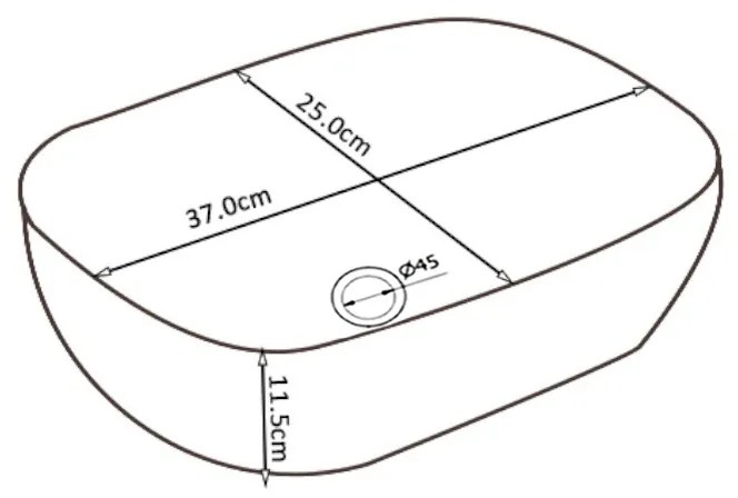 BPS-koupelny Keramické umyvadlo na desku HYD-MO-MTB-370 37x25 cm, černé matné