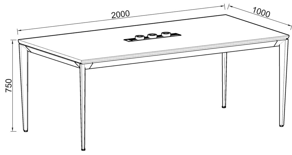 Jednací stůl Houseland Profit Meet 01 se 3 zásuvkami 200 cm dub přírodní