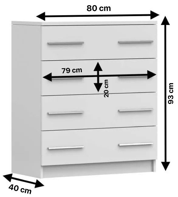 Komoda 4S 02 OMEGA I 80 cm bílá