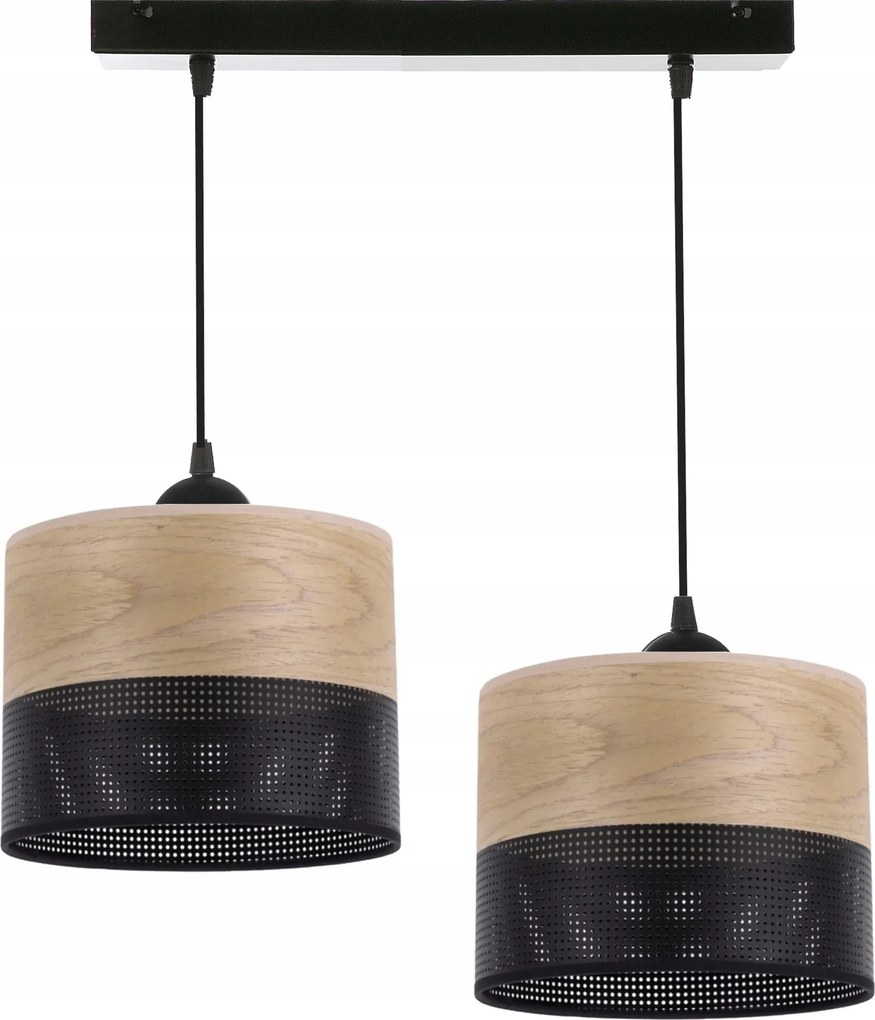 Moderní závěsná stropní lampa Abažur Dýha Dub Dírky Led Ed