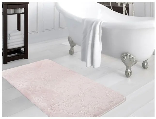 Pudrově růžová koupelnová předložka Madame Coco Smooth, 100 x 150 cm