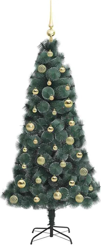 Umělý Vánoční Stromek s Osvětlením a Kuličkami Zelená 150 cm 3396157