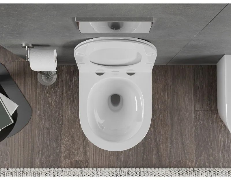 Mexen Rico, závěsná WC mísa 490x360x370 mm, Rimless Tornádo, bílá lesklá, 3372XX00T