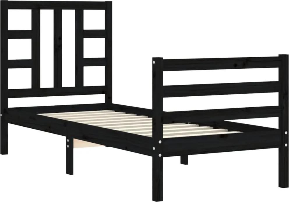 vidaXL Rám postele s čelem Small Single masivní dřevo [3193881] Barva: Bílá