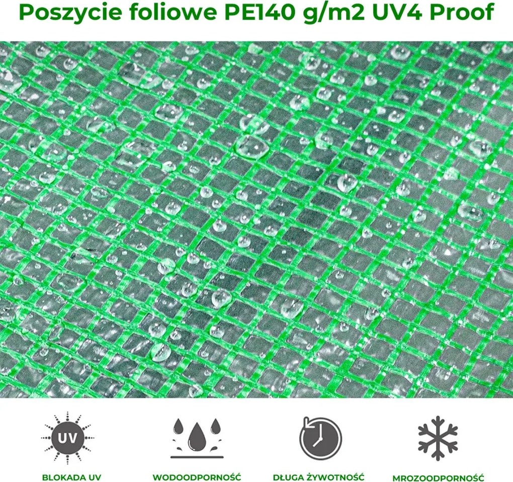 Hydrosan Náhradní fólie PTF 07G, 6x3 m, na zahradní fóliovník, zelená, dvojité dveře