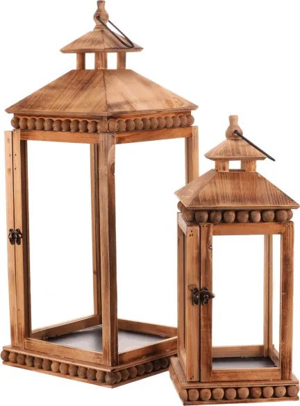 Set dvou dřevěných luceren hnědý DA211 BR (2 ks)