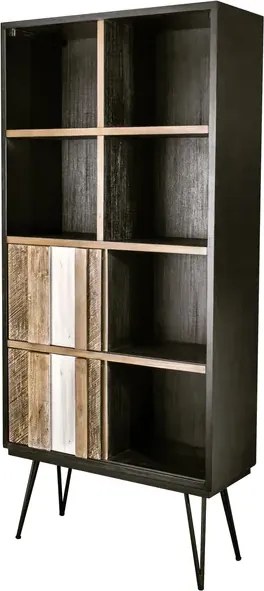 Knihovna Adesso 90 cm z masivu hnědý/černý