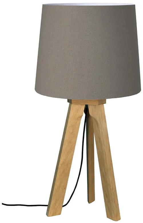 Herzblut 11910.82 Tre, lampa z olejovaného dubu, taupe stínítko, 1x30W E27, výška 66cm
