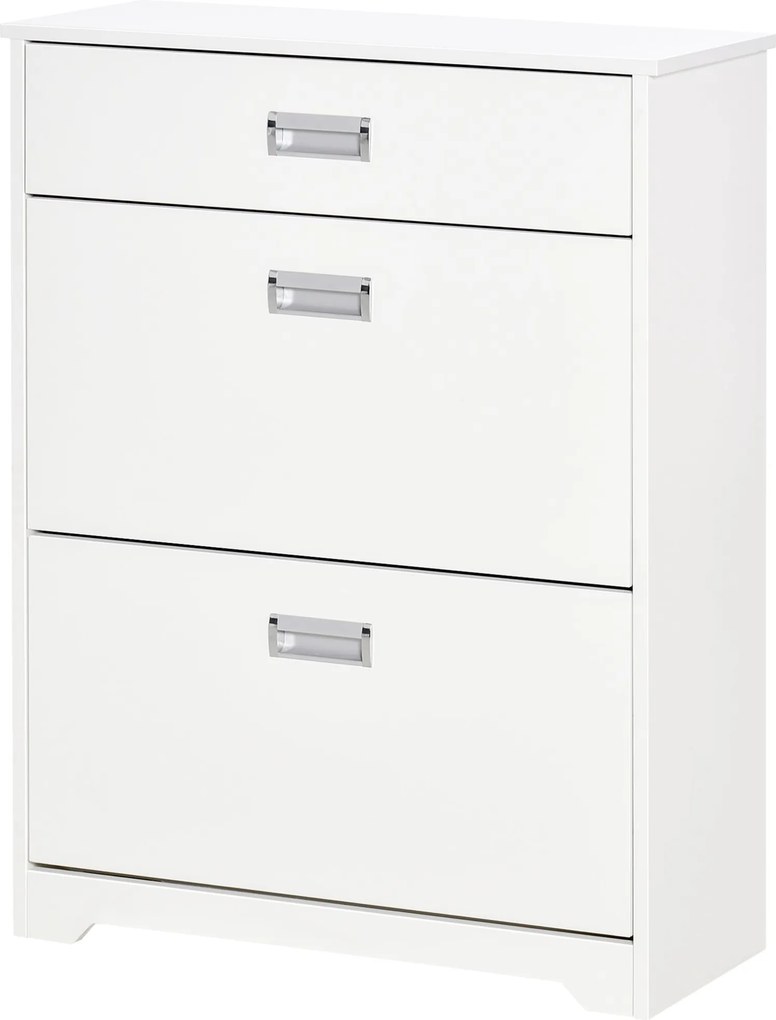 HOMCOM Botník s 2 skládacími zásuvkami, nastavitelnou policí + 1 zásuvkou + 1 pracovní plochou pro až 16 párů, 70cm x 29cm x 92cm, Bílý