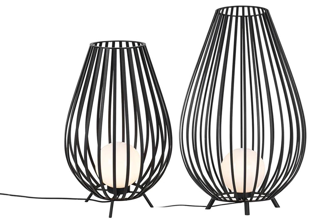Sada stojacích lamp černá s opálem 110 cm a 70 cm - Angela