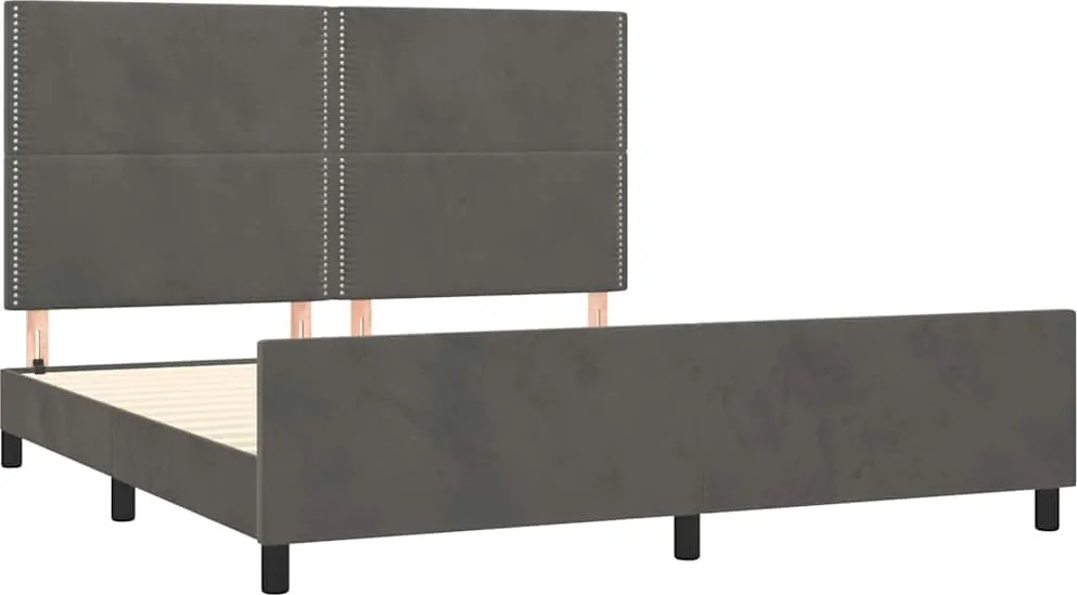 Rám postele bez matrace tmavě šedý 160 x 200 cm samet 3125703