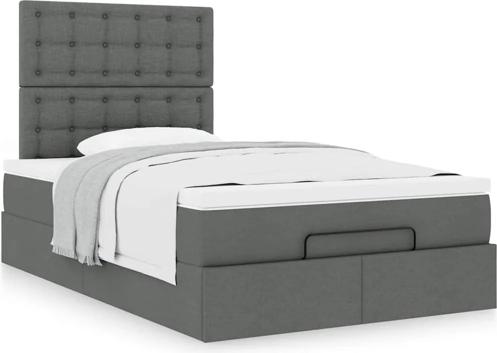 Osmanský rám postele s matrací tmavě šedá 120x190 cm textil 3313307