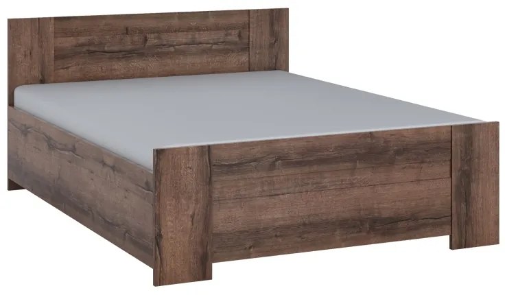 Manželská postel BONO + rošt, 160x200, dub monastery + pěnová matrace DE LUX 14 cm