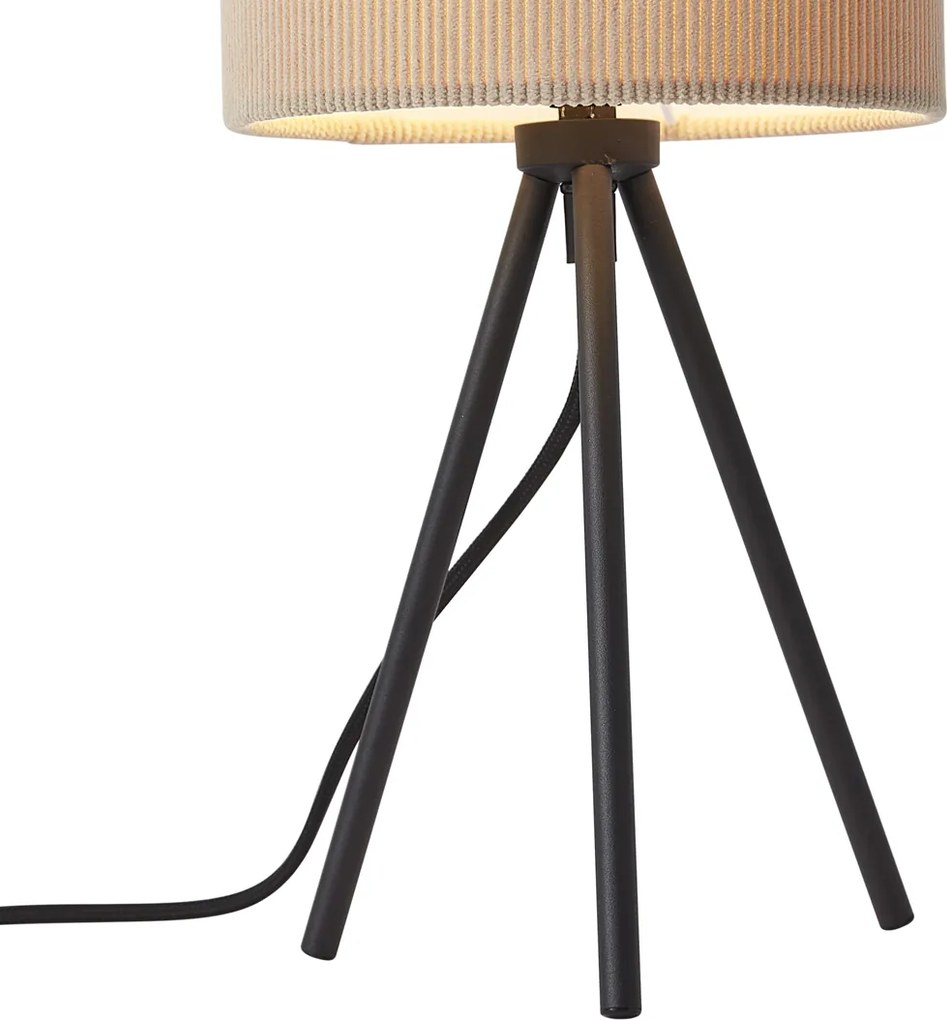 Moderní stolní lampa se stativem v barvě taupe se sametovým stínidlem - Luz