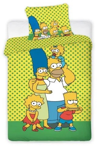 Dětské povlečení do velké postele 140x200 - Simpsonovi rodina žlutá Lobles