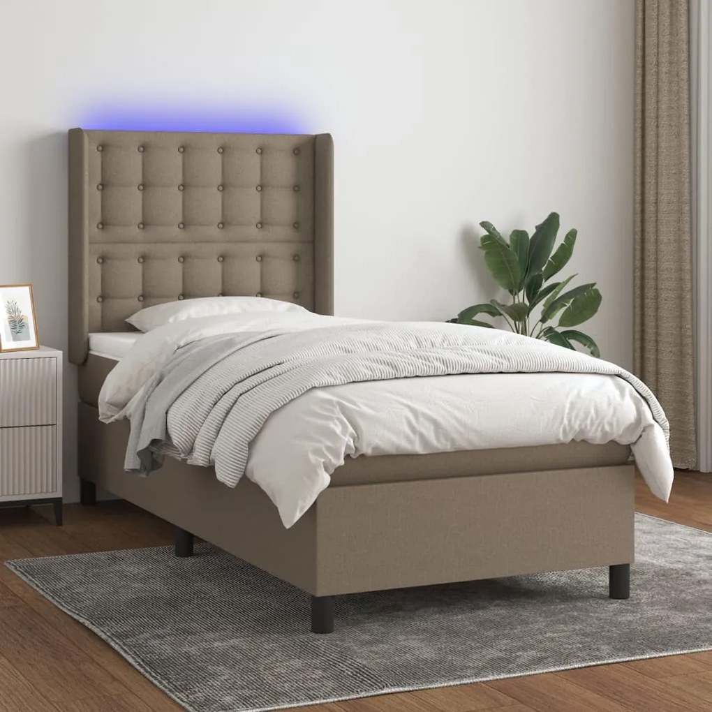 Box spring postel s matrací a LED taupe 90x190 cm textil 3138601