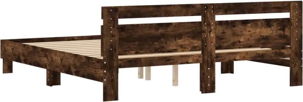 Rám postele s čelem kouřový dub 160 x 200 cm kompozitní dřevo 3207410
