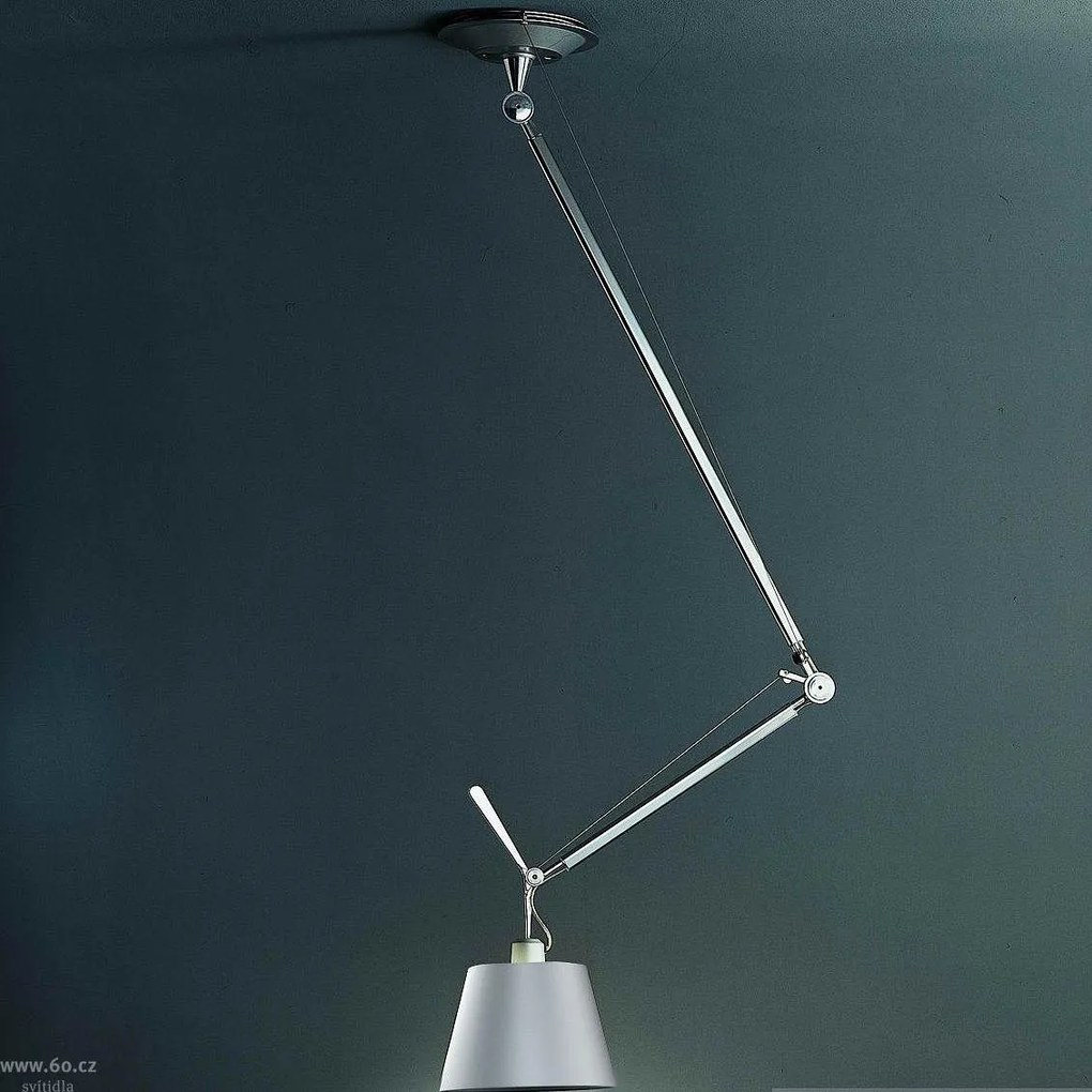 Artemide 0629000A + 0781020A Tolomeo decentrata, designové závěsné svítidlo, 1x150W E27, polohovatelná ramena, stínítko satin, průměr 36cm