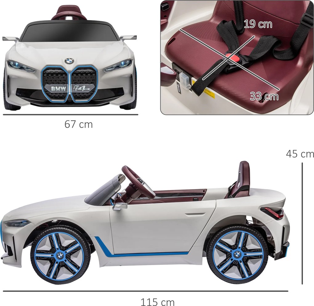 HOMCOM Dětské elektrické autíčko BMW s dálkovým ovládáním, přenosnou baterií, světlomety, MP3 přehrávačem, bezpečnostním pásem, 3-5 km/h, pro děti od…
