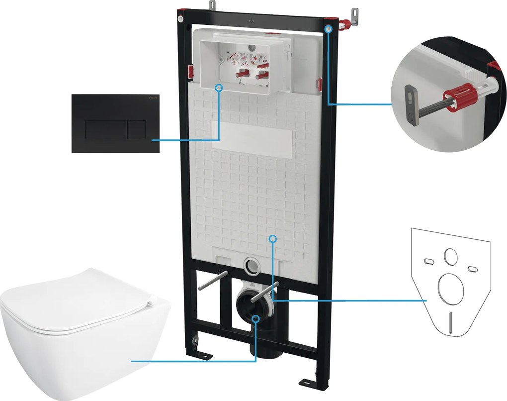 Deante WC set Hiacynt NEW 6v1, podomítkový systém + toaleta -