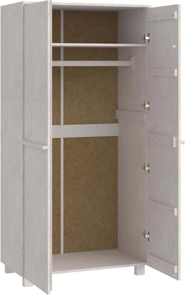 Šatní skříň HAMAR bílá 89 x 50 x 180 cm masivní borovice 340481
