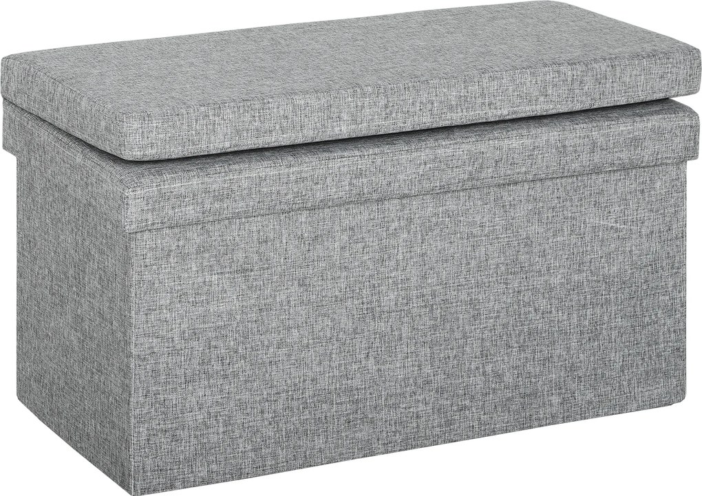 HOMCOM skládací lavice s opěradlem a prostor pro uložení 77 l, potah z látky, 76x50x73 cm, šedá