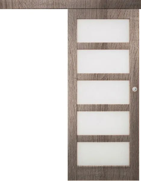 posuvné interiérové dveře na stěnu vasco doors BRAGA model 6 Průchozí rozměr: 70 x 197 cm, Orientace dveří: Levé dveře, Dekor: Buk jasmínový