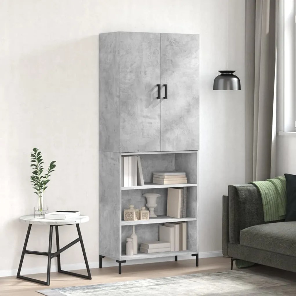 Skříň highboard betonově šedá 69,5x34x180 cm kompozitní dřevo