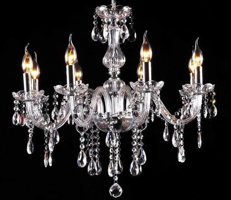 Toolight - Křišťálový závěsný lustr 8xE14 60W, stříbrná, OSW-04600