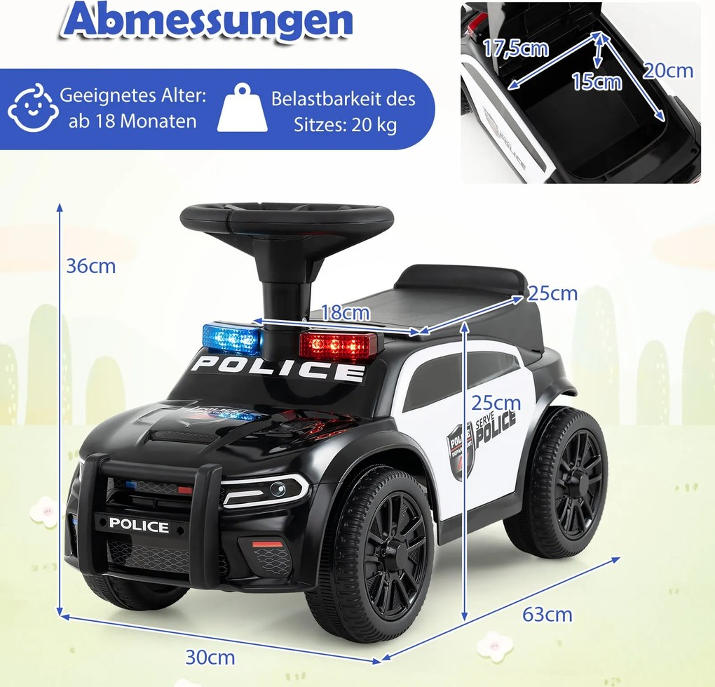 Costway Policejní auto pro batolata Auto s blikajícími světly