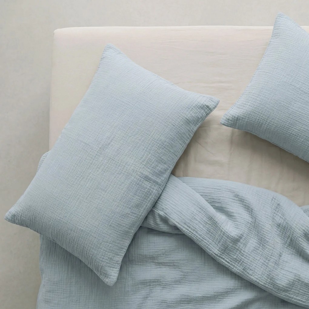 Celoroční mušelínový povlak na polštářek Ice Blue - GOTS Velikost: 70 x 90