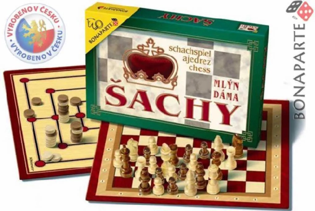 BONAPARTE Šachy, Dáma, Mlýn hra 4644 *SPOLEČENSKÉ HRY* bn4644