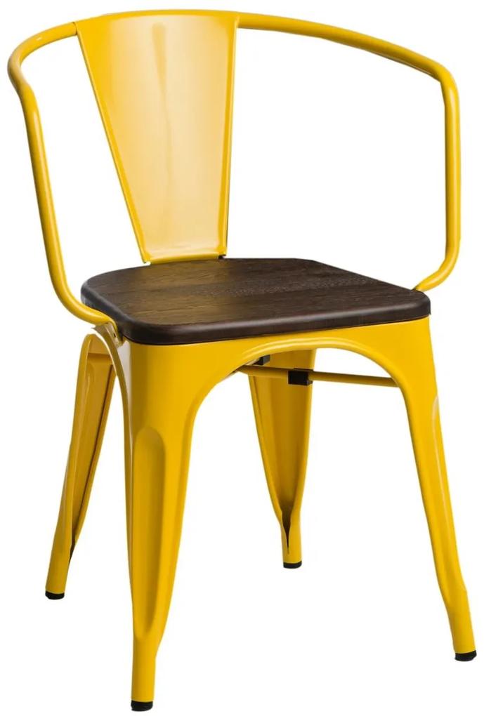 Židle Paris s područkami, dřevěný sedák kartáčovaná borovice Barva Žlutá |  BIANO